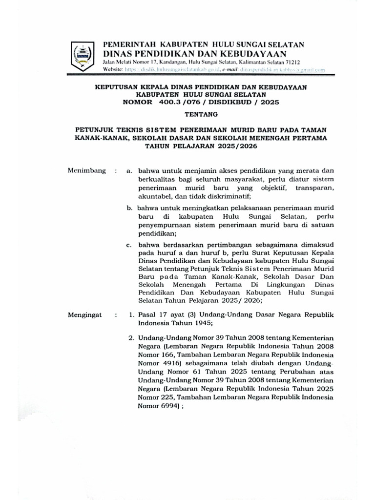 SK Juknis SPMB 2025 | PDF