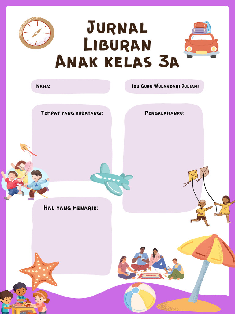 Kuning Minimalis Jurnal Liburanku Lembar Kerja | PDF