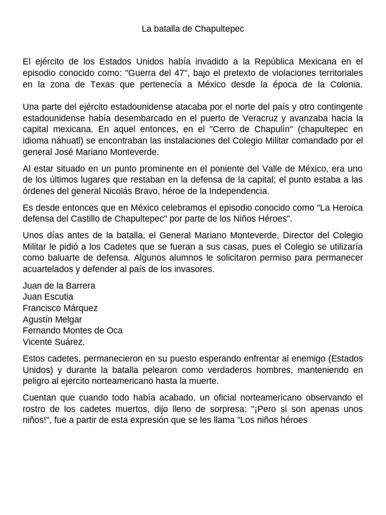 La batalla de Chapultepec | PDF
