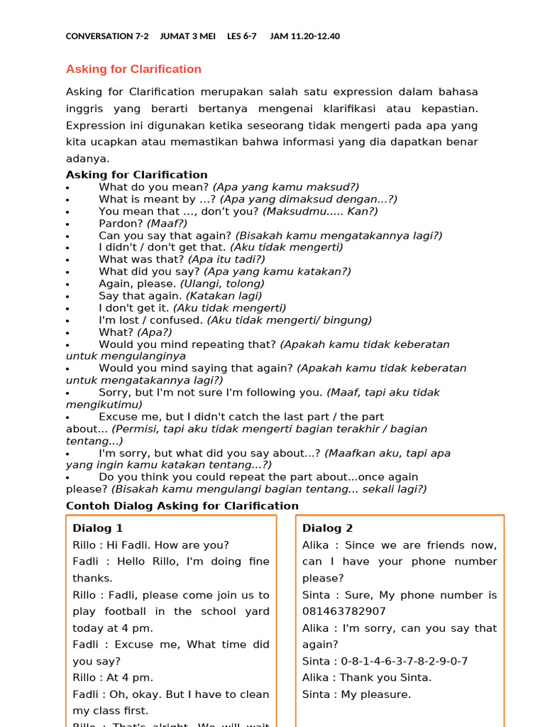 Asking for Clarification | PDF