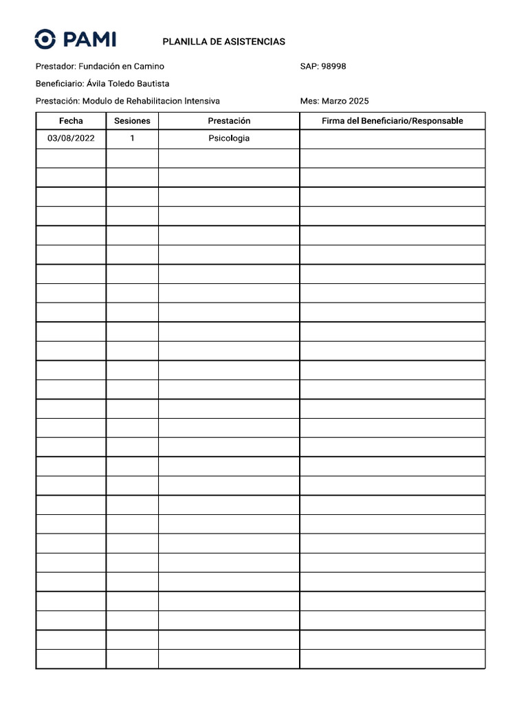 Planilla_modelo_pami | PDF