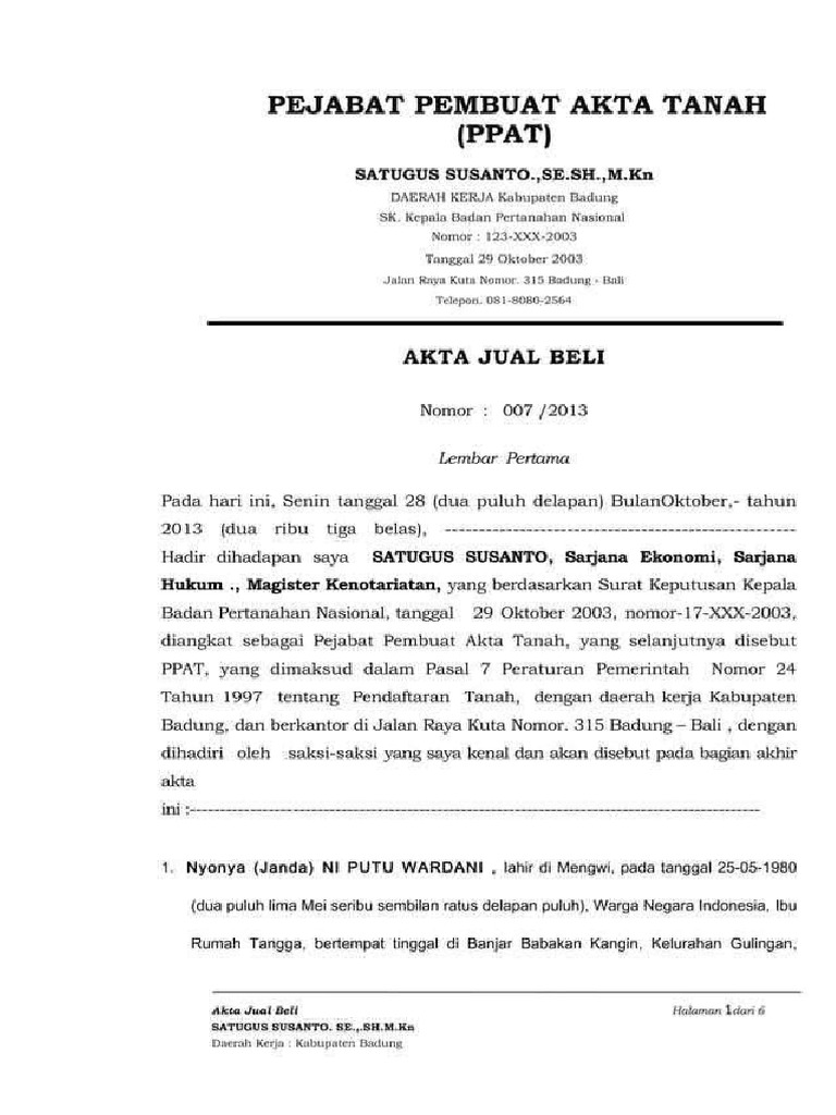 Contoh AJB Rumah | PDF