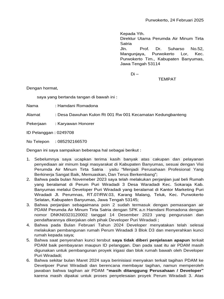 Komplain Pelayanan Buruk Ke PDAM | PDF