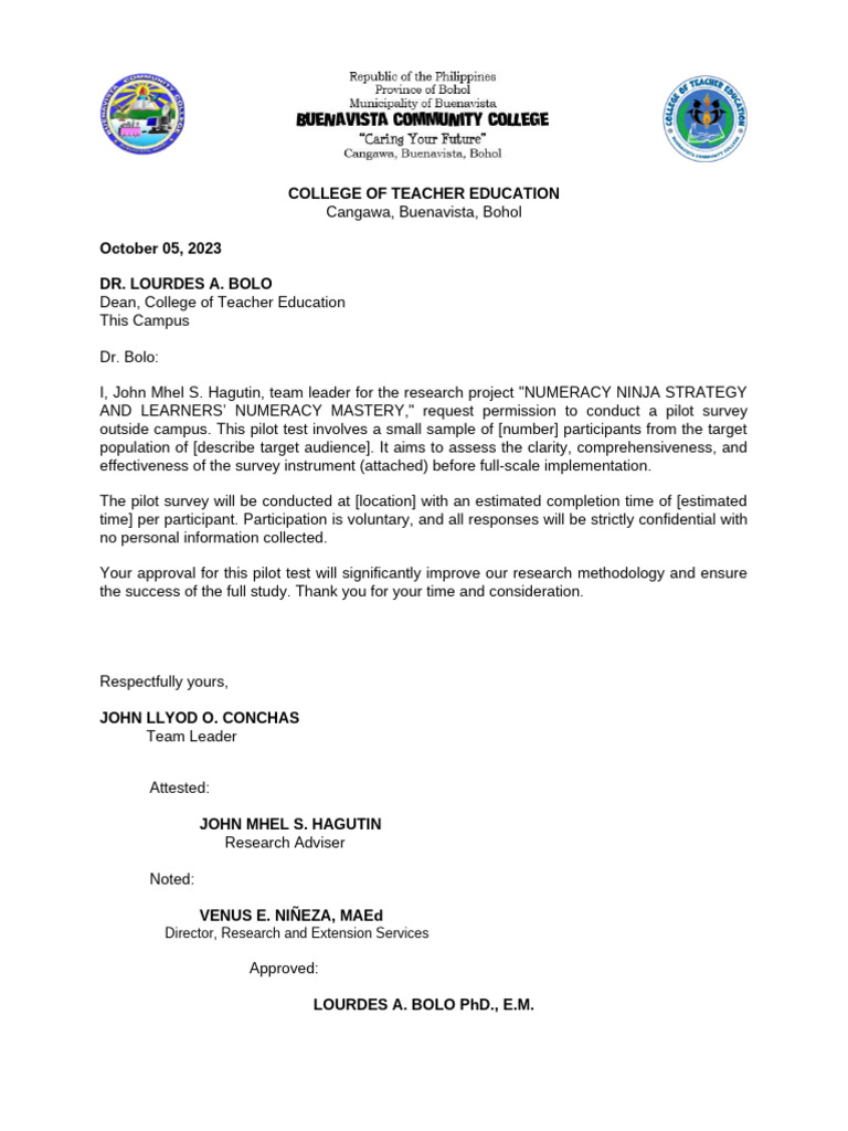 Pilot Teting Permission Letter 2 | PDF