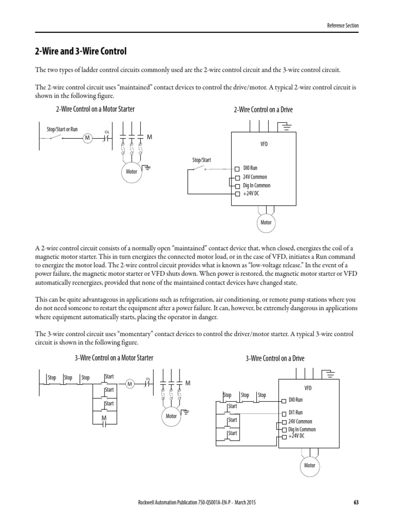 2, 3 Wires Control Connection | PDF | Electric Motor | Switch