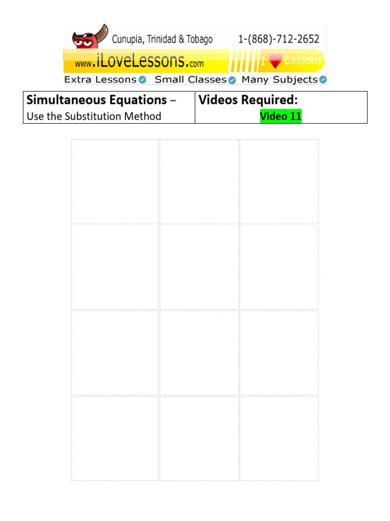Worksheet Solve The Simultaneous Using Substitution | PDF