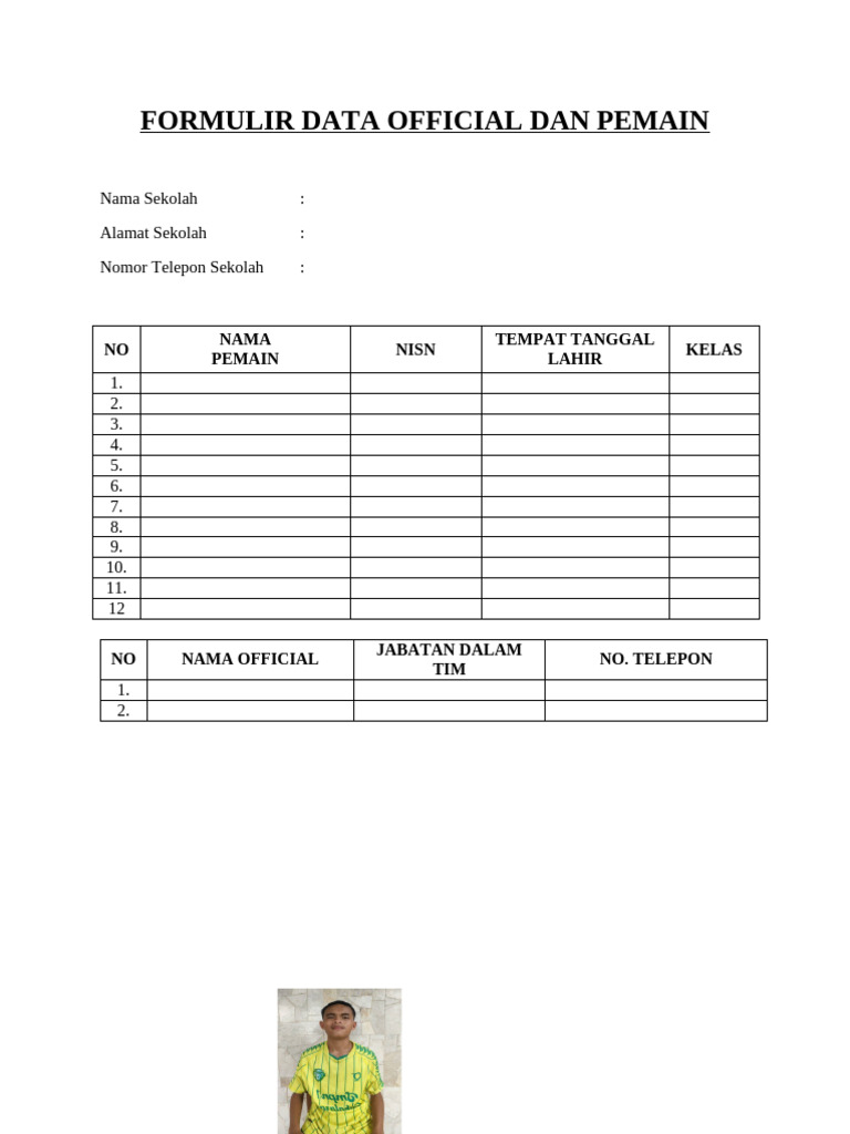 Formulir Futsal CIES SDIC | PDF