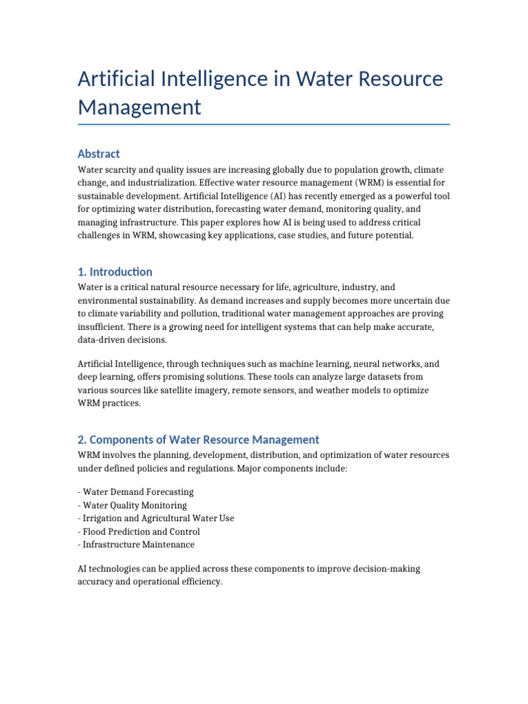 AI Innovations in Water Management | PDF | Artificial Intelligence ...