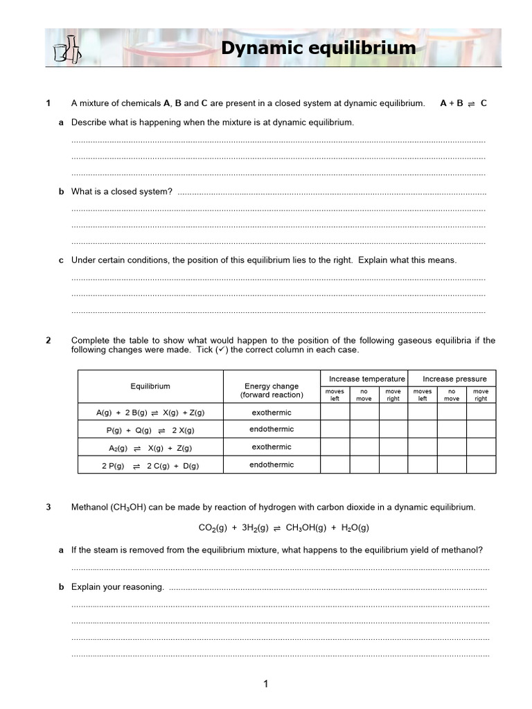 Chemsheets GCSE 1185 Equilibria 1 | PDF | Chemical Equilibrium | Oxide