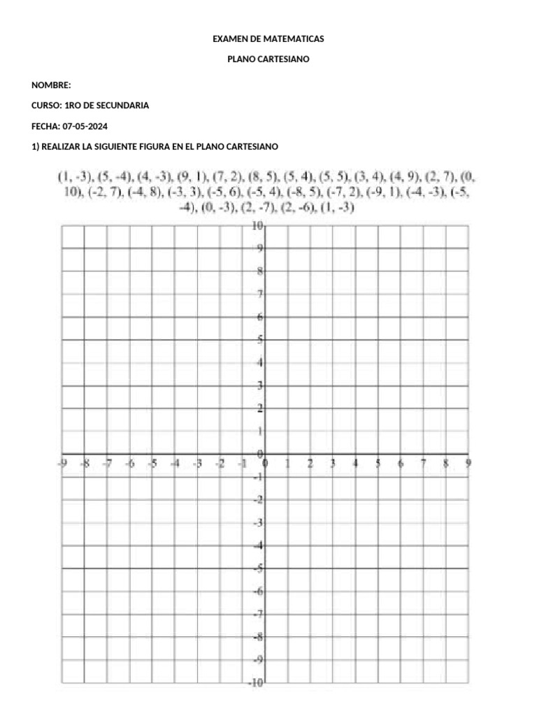 #6 Examen Plano Cartesiano | PDF