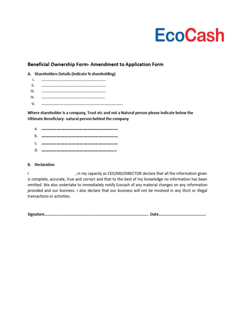 Beneficial Ownership Declaration Form | PDF
