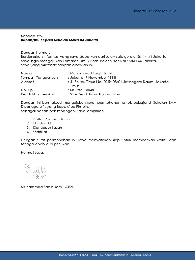 CV Faqih SMKN 44 ROHIS | PDF
