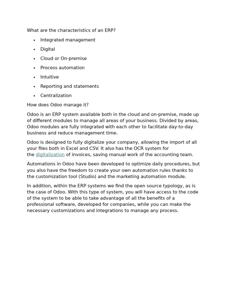 Characteristics of An ERP | PDF