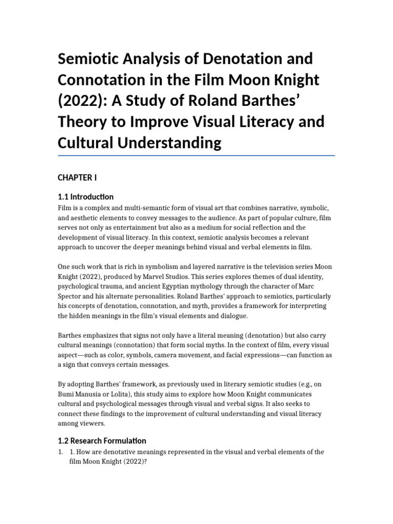 Semiotic Analysis Moon Knight Final With Links | PDF | Semiotics | Narrative