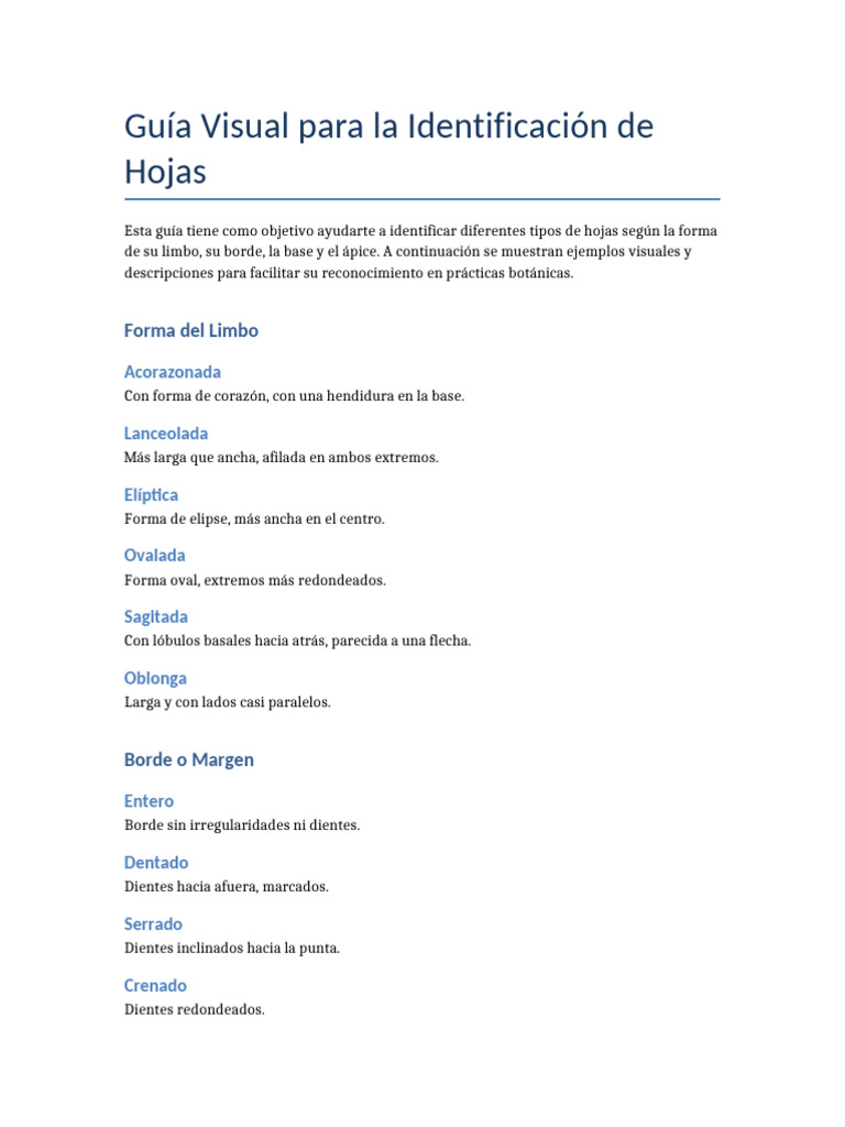 Guía Visual Hojas Botánica | PDF