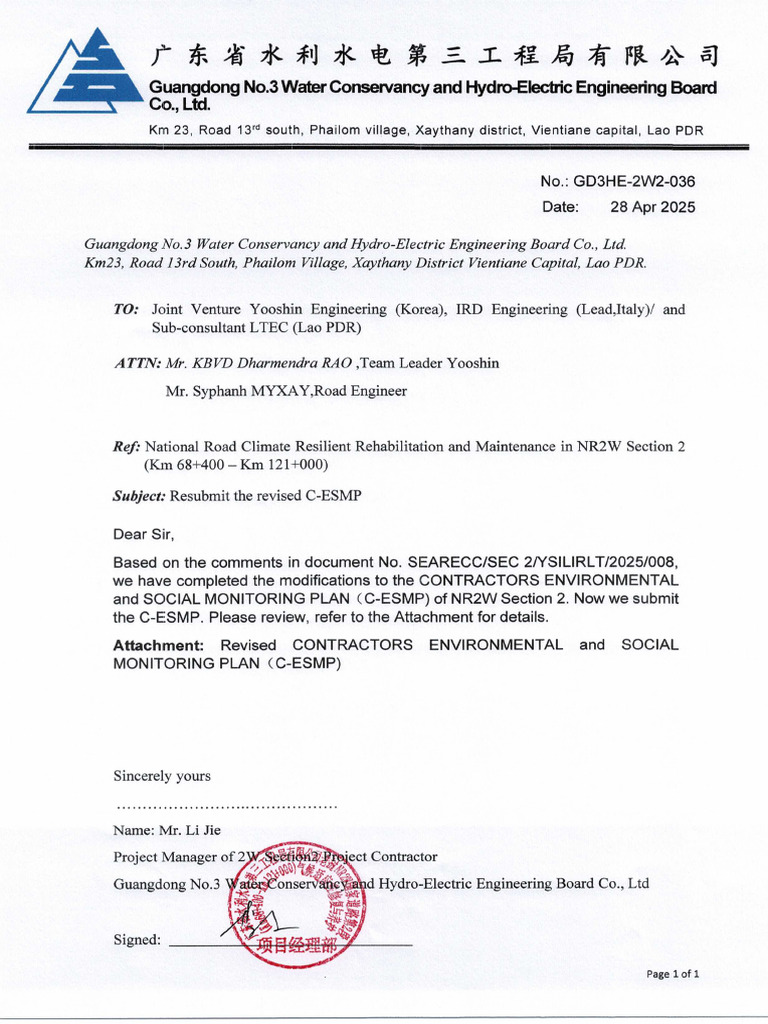 2025-04-28 No.36 Revised Contractors Environmental and Socialmonitoring ...