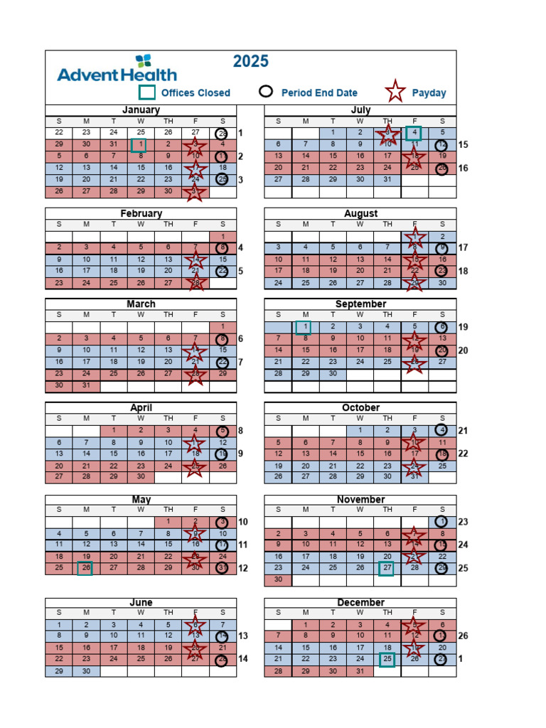 2025 Office Calendar and Paydays | PDF