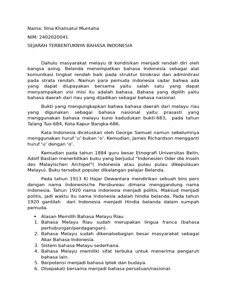 Ilma Khalisatul Muntaha - 2402020041 - Sejarah Indonesia | PDF