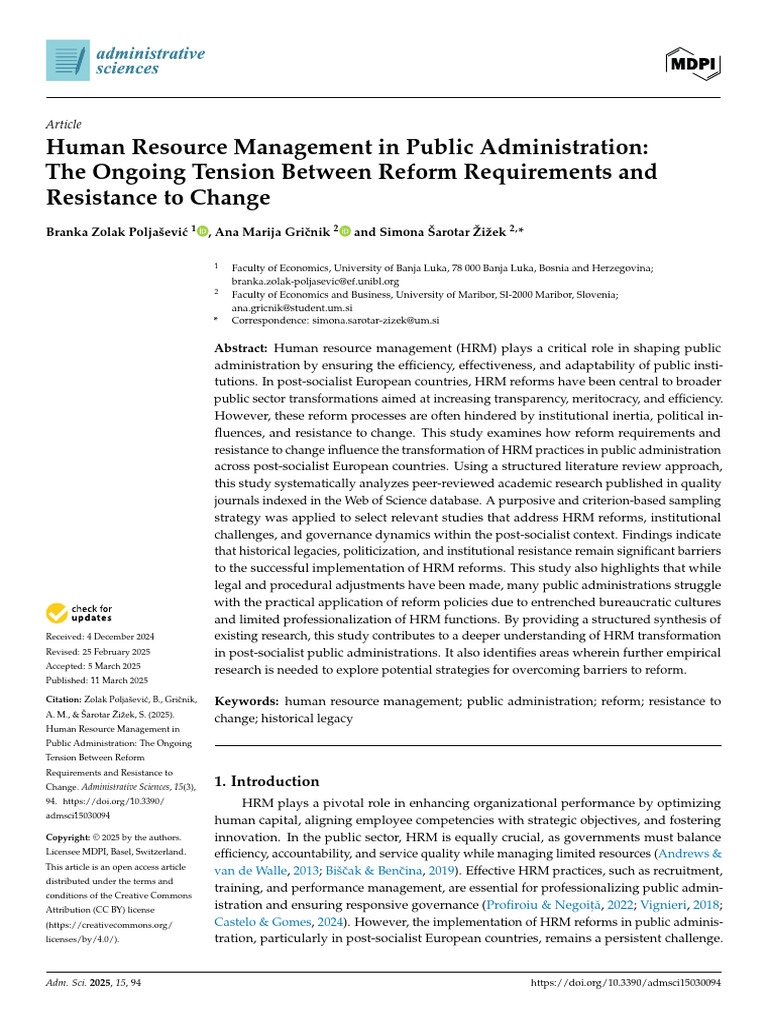 HRM Challenges in Post-Socialist Public Admin | PDF | Governance ...