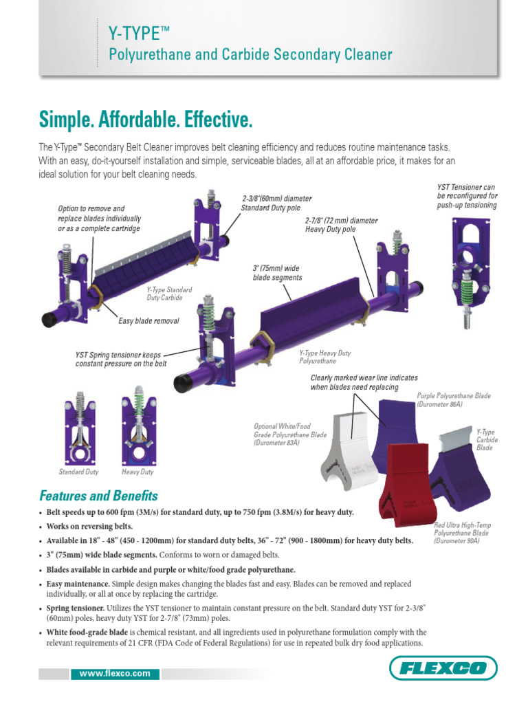 Y-Type Secondary Belt Cleaner Features | PDF | Materials