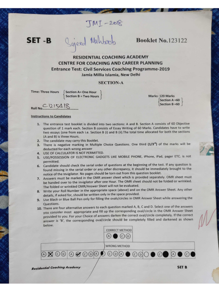 JMI RCA PYQs 2018 To 2020-1 | PDF