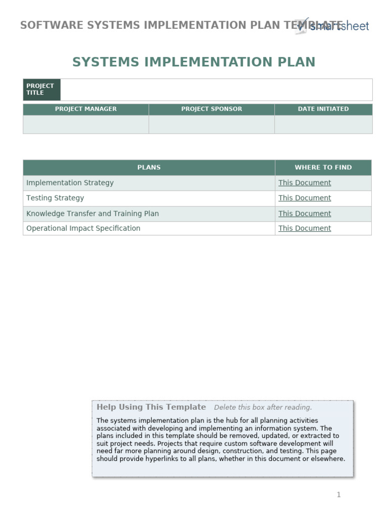 IC Software Systems Implementation Plan Template 9126 WORD | PDF | System | Backup