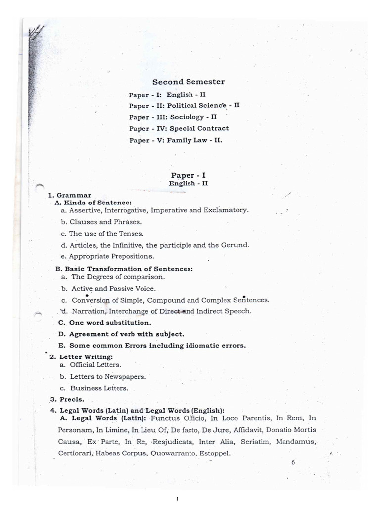 2nd Semester Syllabus | PDF