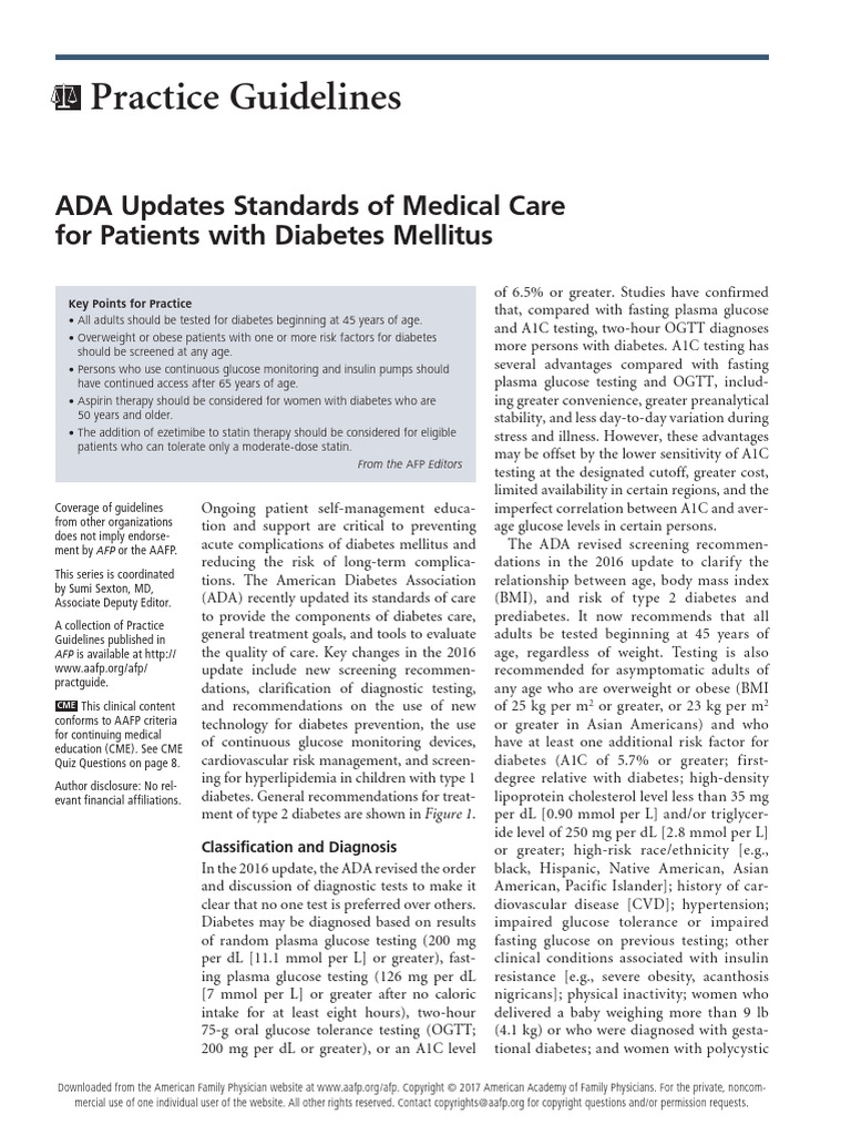 ADA Updates Standards of Medical Care For Patients With Diabetes ...