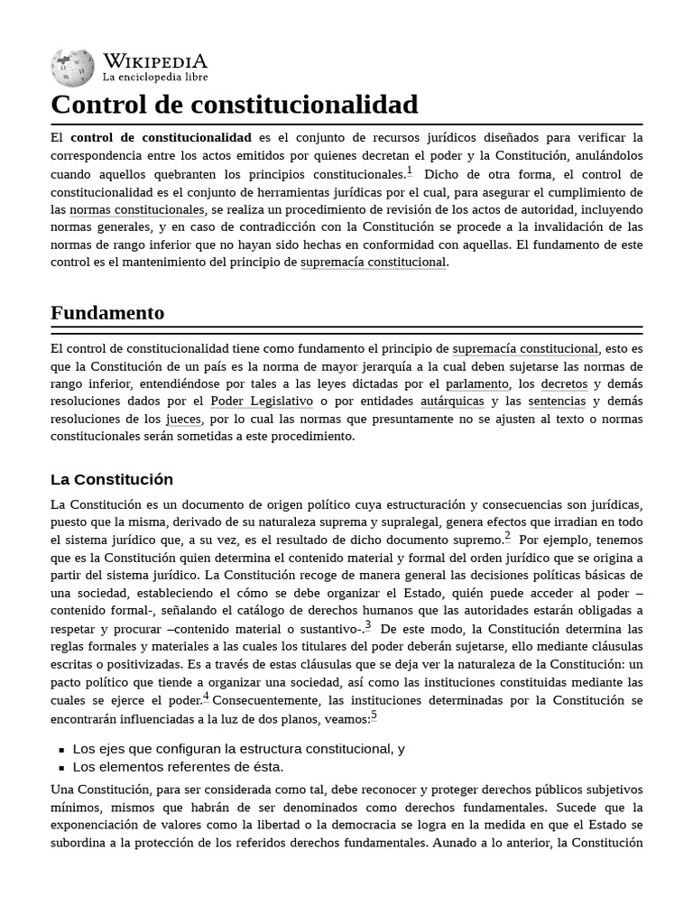 Control de Constitucionalidad: Fundamentos y Función | PDF ...