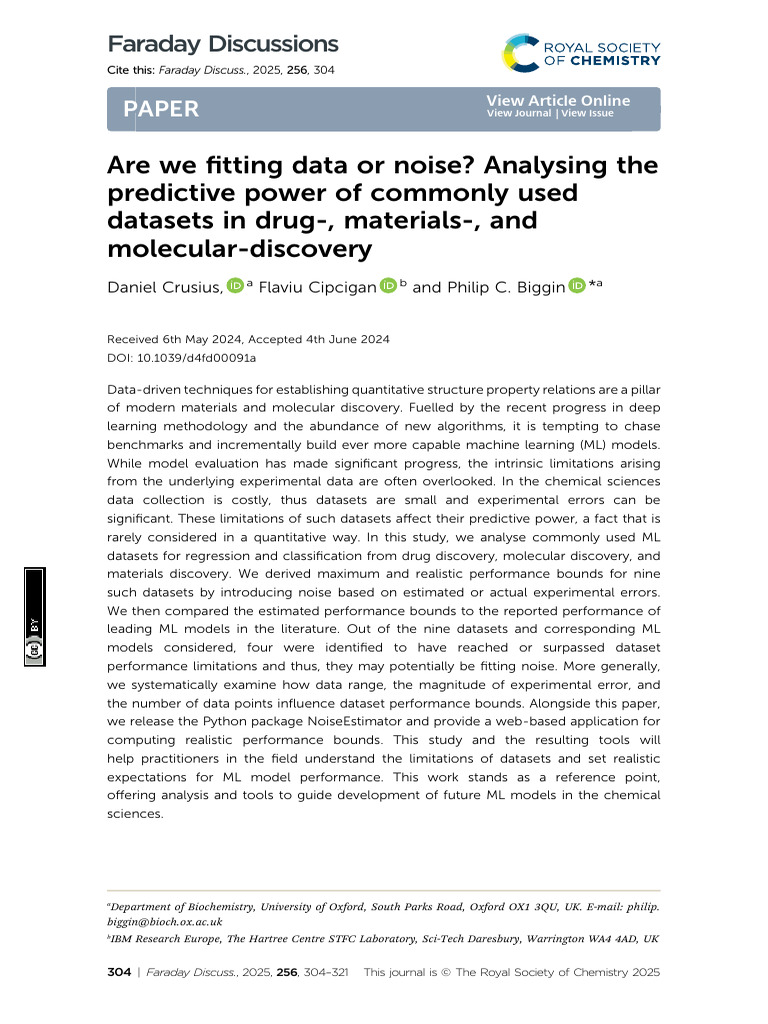 Evaluating ML Dataset Limitations in Chemistry | PDF | Quantitative ...
