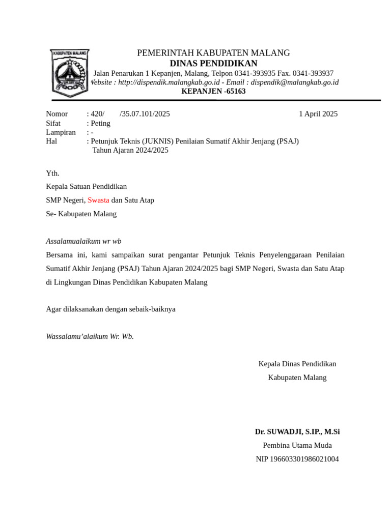 Juknis ASP 2025 Dinas Pendidikan - Draft | PDF