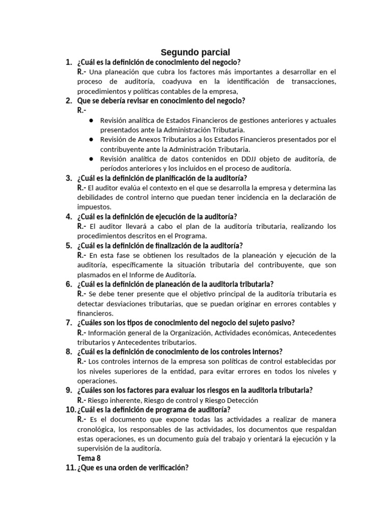 Posibles Pregunta Segundo Parcial | PDF | Auditoría | Contralor