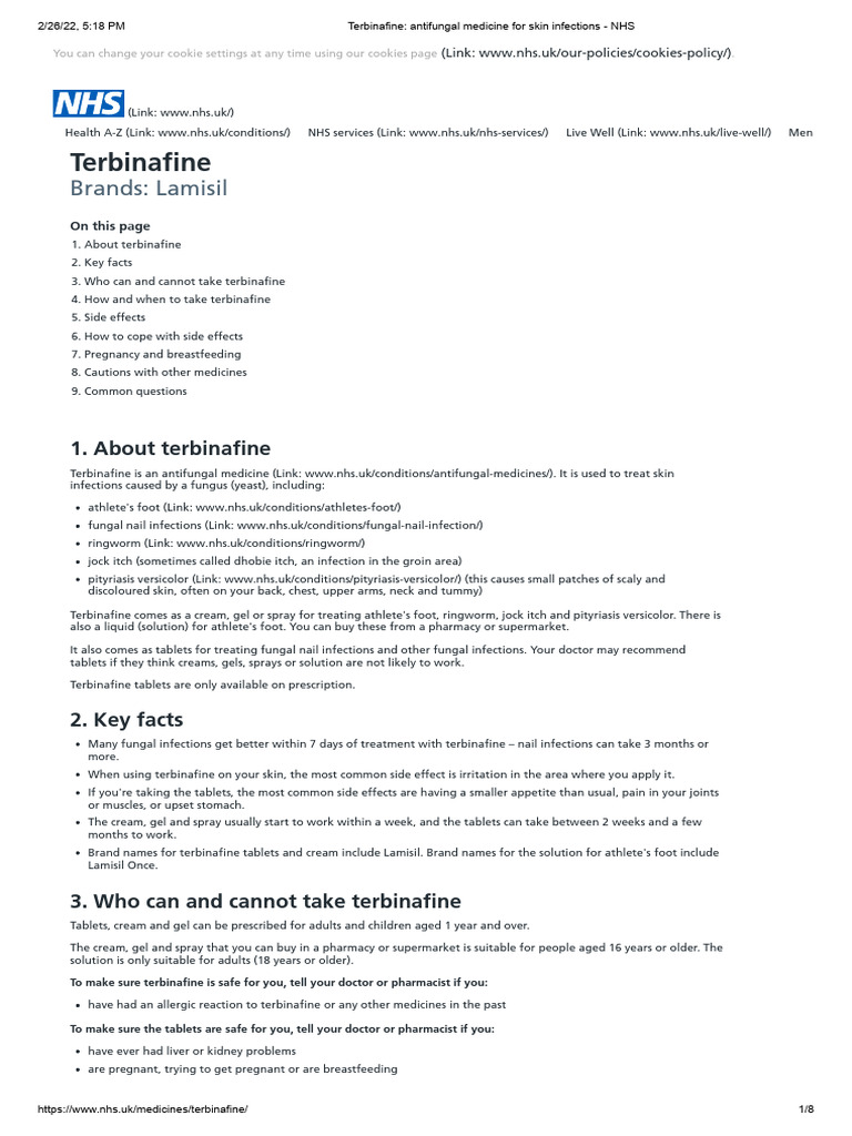 Lamisil - Terbinafine - Antifungal Medicine For Skin Infections - NHS ...