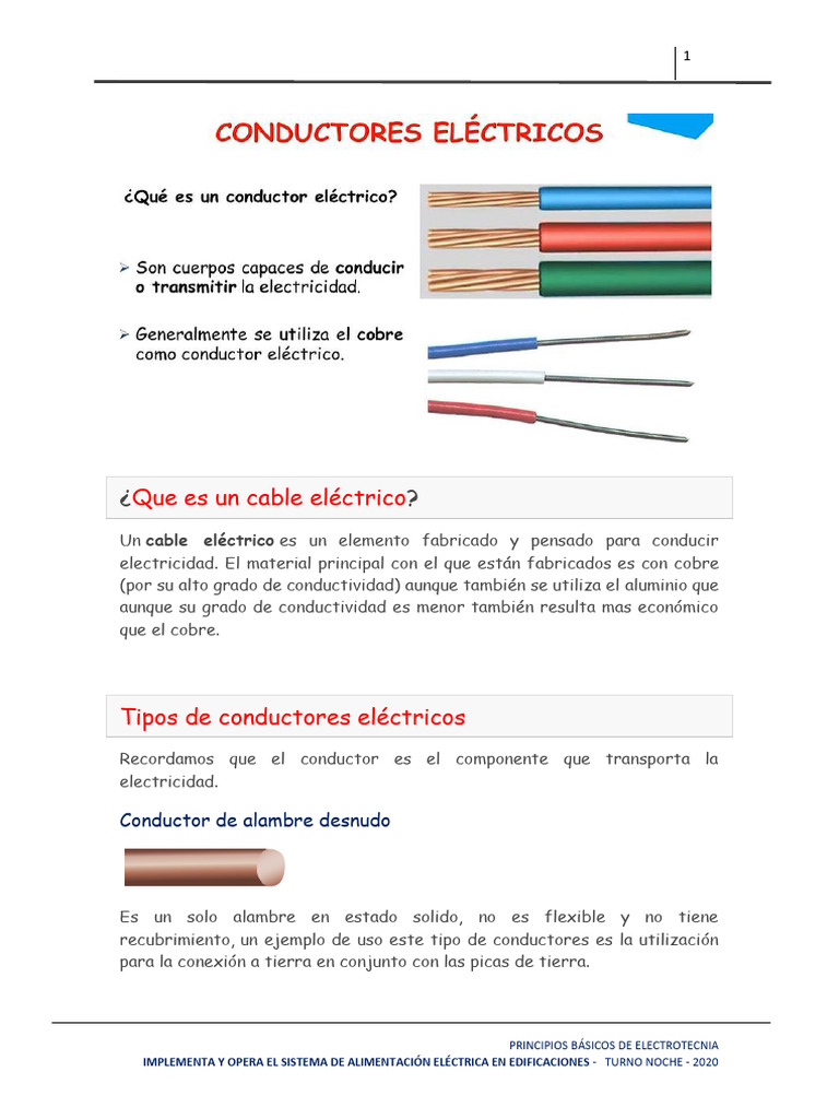 Tipos y Medidas de Conductores Eléctricos | PDF | Conductor electrico ...