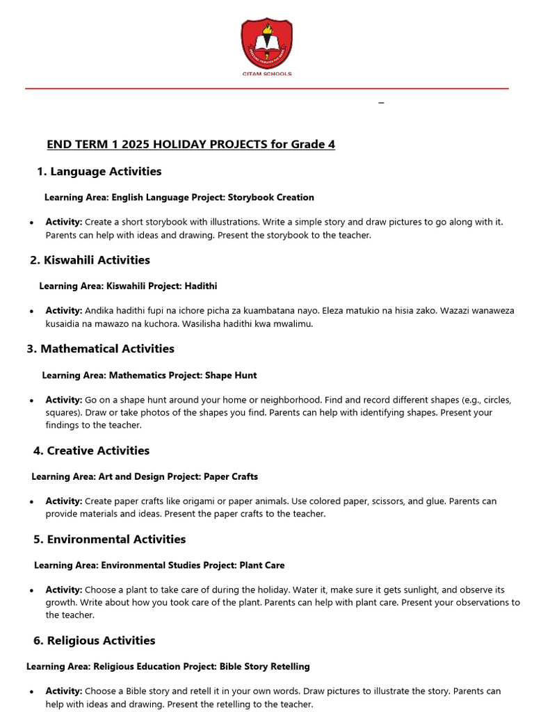 End Term 1 Grade 4 Project | PDF