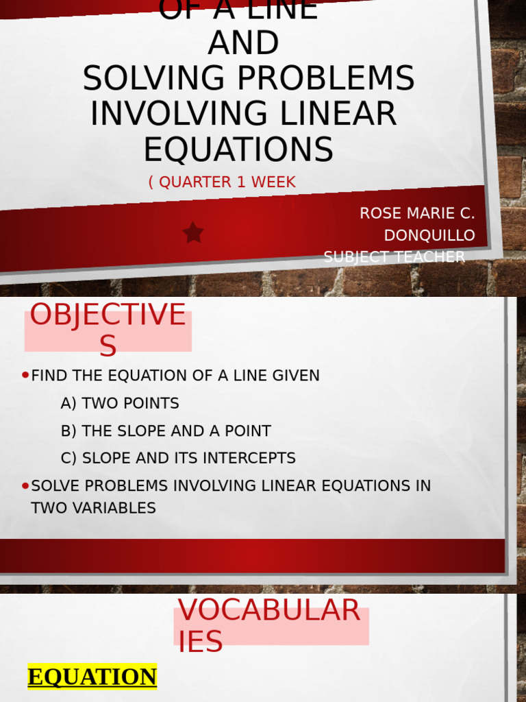 FINDING THE EQUATION OF A LINE | PDF