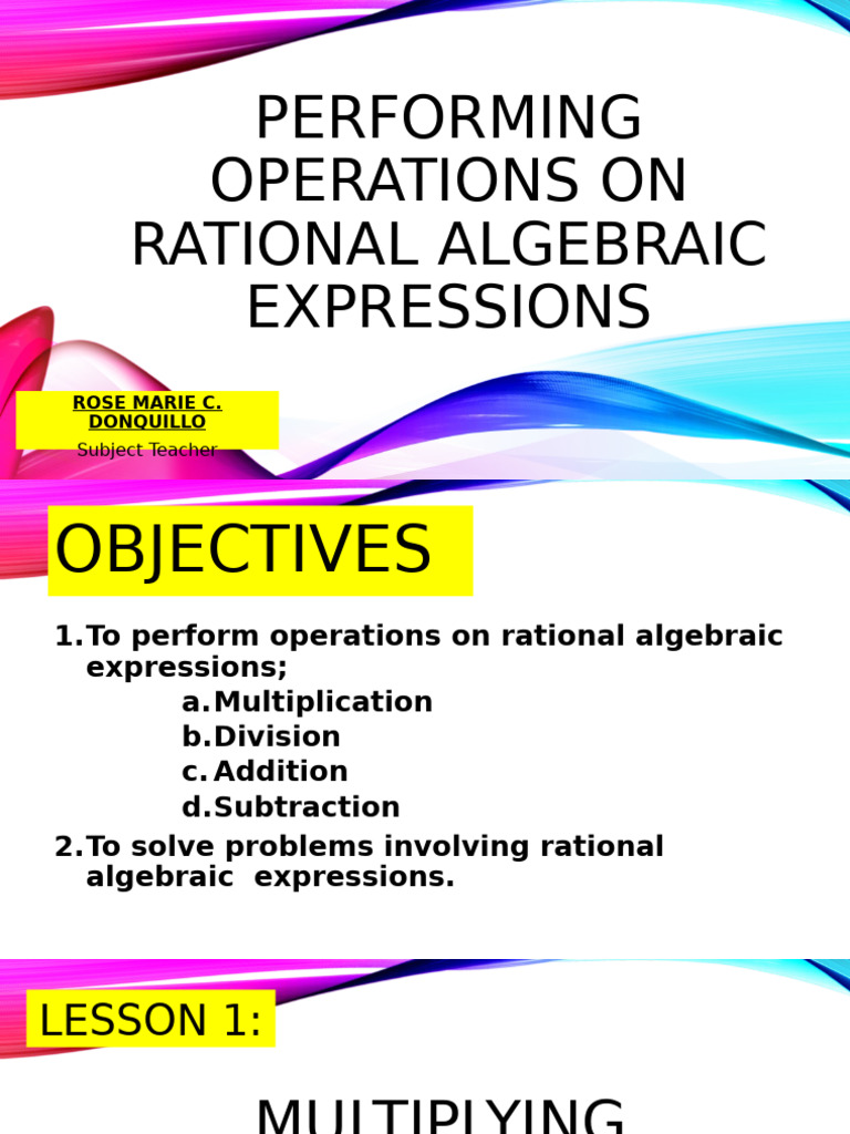 Operations on Rational Expressions | PDF | Mathematical Concepts ...