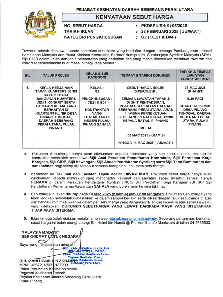 Notis Kuarters KD Pinang Tunggal | PDF