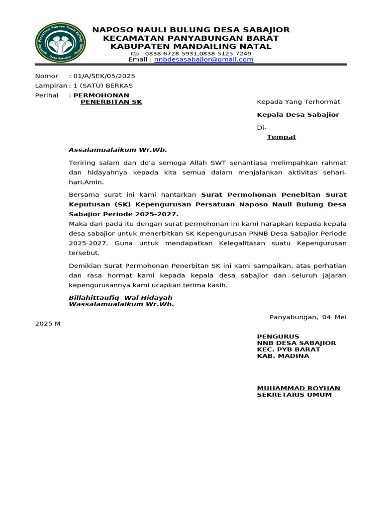 Naposo Nauli Bulung Desa Sabajior Kecamatan Panyabungan Barat Kabupaten ...