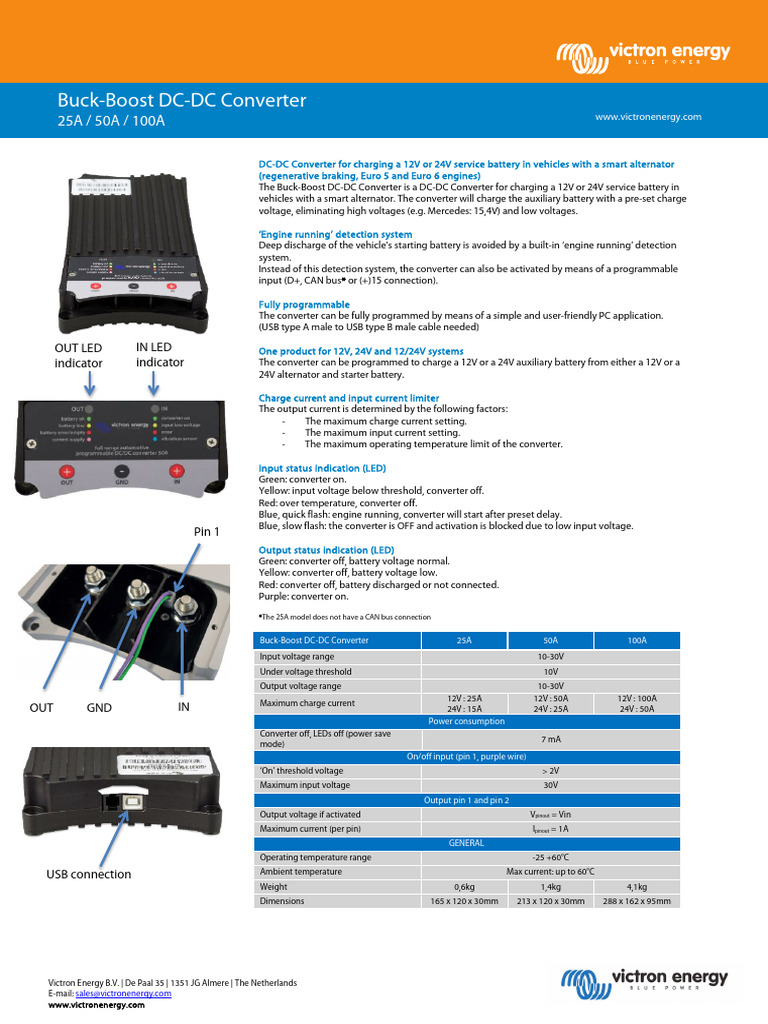 Datasheet Buck Boost DC DC Converter 25A 50A 100A EN | PDF | Electric Power | Electrical Components