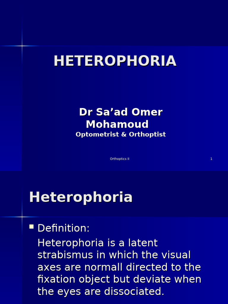 Heterophoria, Types, Causes, Management | PDF | Vision | Diseases And ...