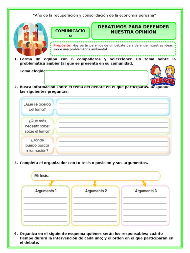 Ficha - Comununicacion-Debatimos para Defender Nuestra Opinión-Lunes 05 de Mayo Del 2025 | PDF