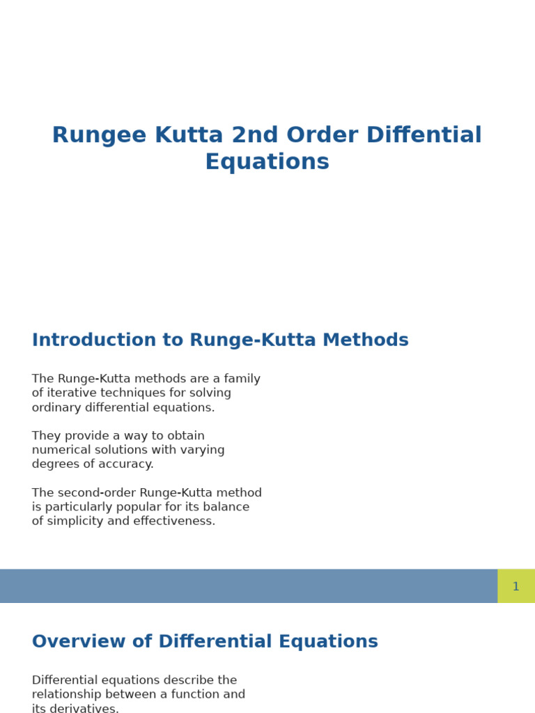 Rungee Kutta 2nd Order Diffential Equations | PDF | Differential Equations | Equations