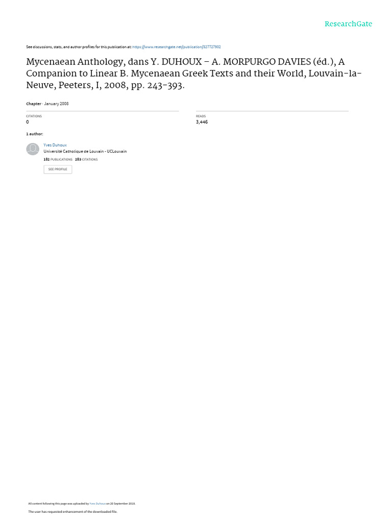Duhoux Y. Mycenaean Anthology (2008) | PDF | Greek Alphabet | Mycenaean ...