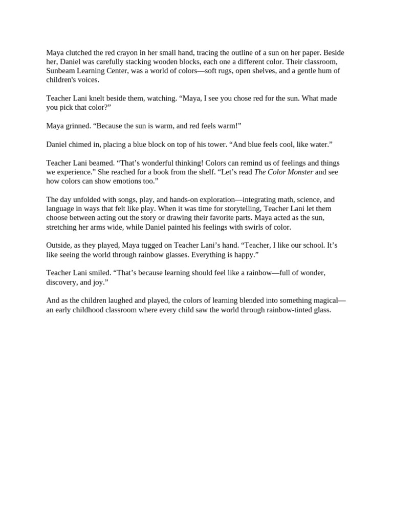 Maya Clutched The Red Crayon in Her Small Hand | PDF