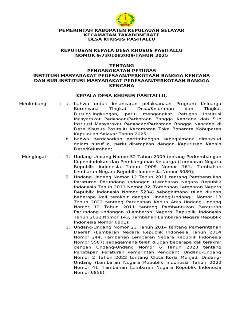 Format SK Imp Dan Sub Imp Bangga Kencana | PDF