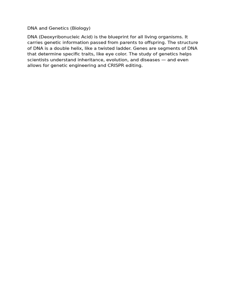 Dna And Genetics Pdf