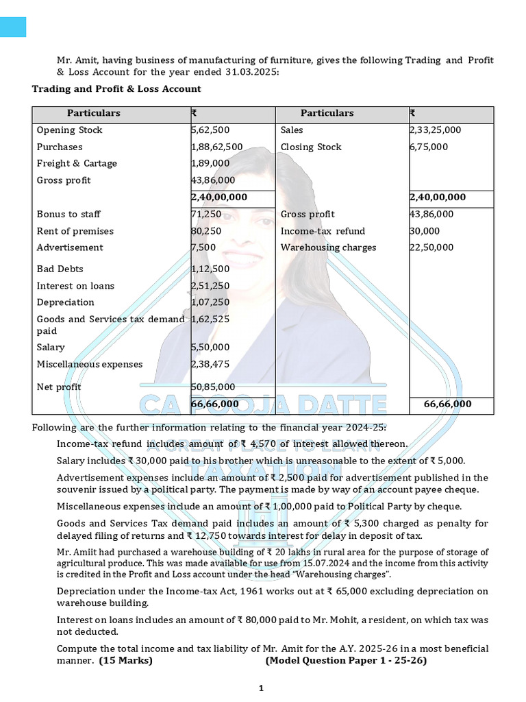 Questions - Income Tax - Pratham Series | PDF | Income Tax | Expense