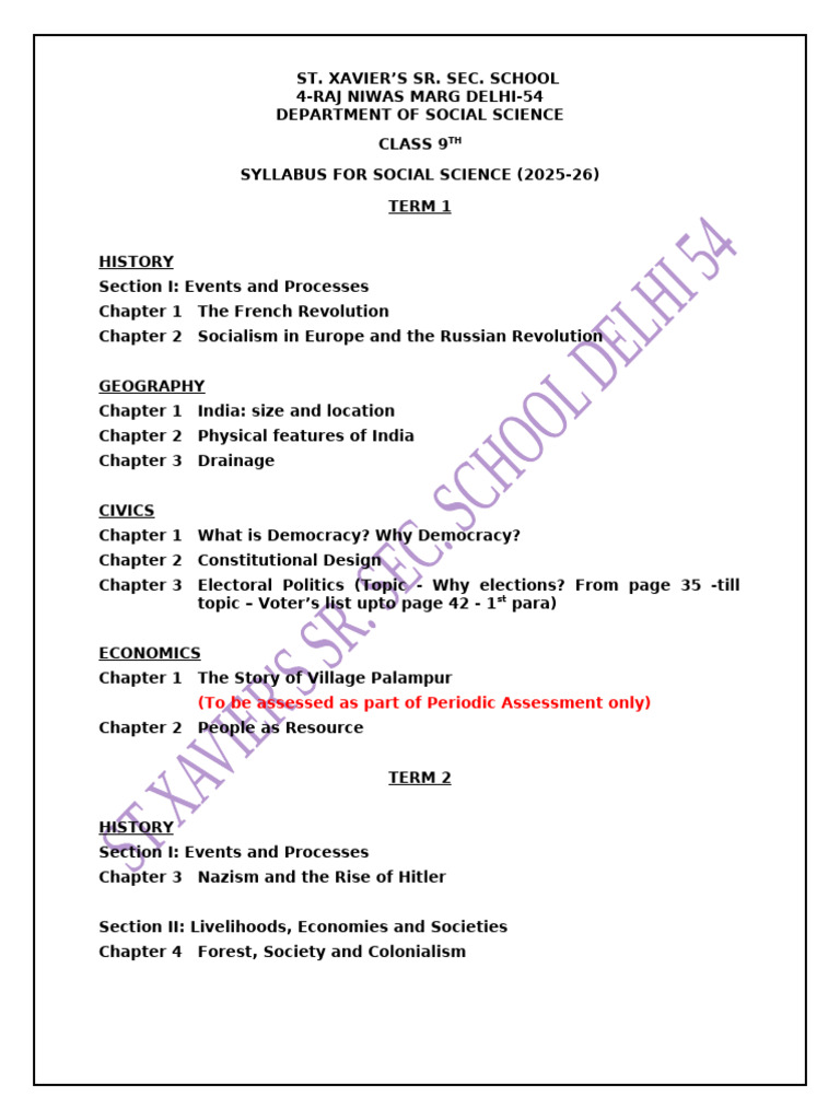 SST Syllabus 9th 2025-26 | PDF | Earth Sciences | Liberal Arts Education