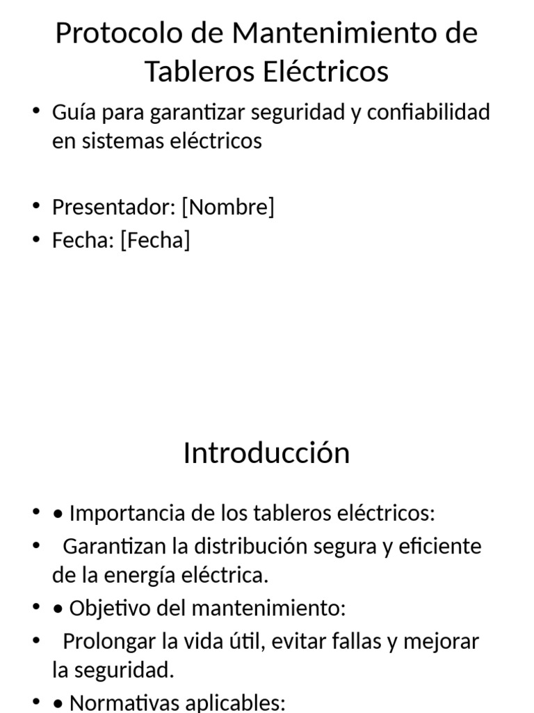 Protocolo Mantenimiento Tableros Electricos | PDF | Ingenieria Eléctrica